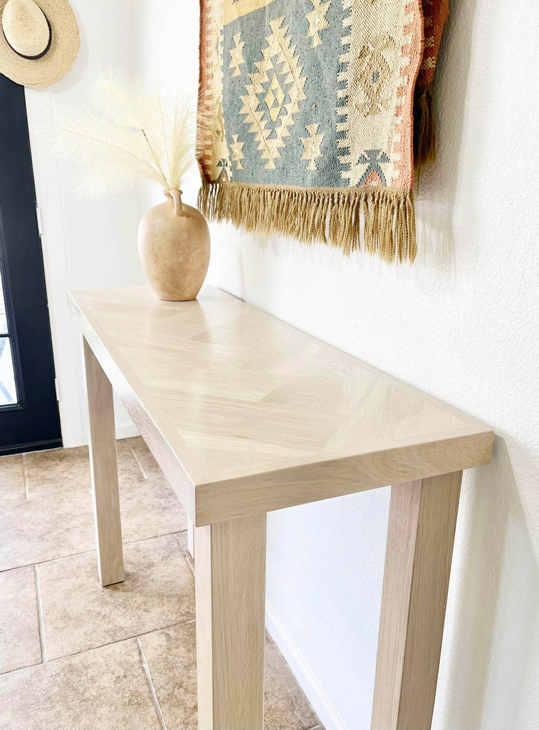White Oak Herringbone Console Table (Wood 4-Post or Metal Hairpin Legs ...